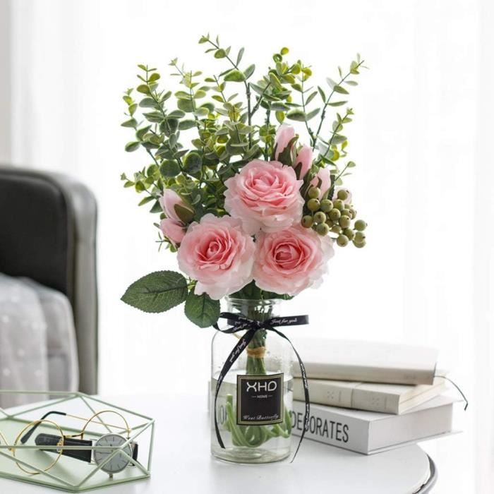 Fausse Plante Fleurs Artificielles, Fleurs Avec Vase En Verre Soie ...