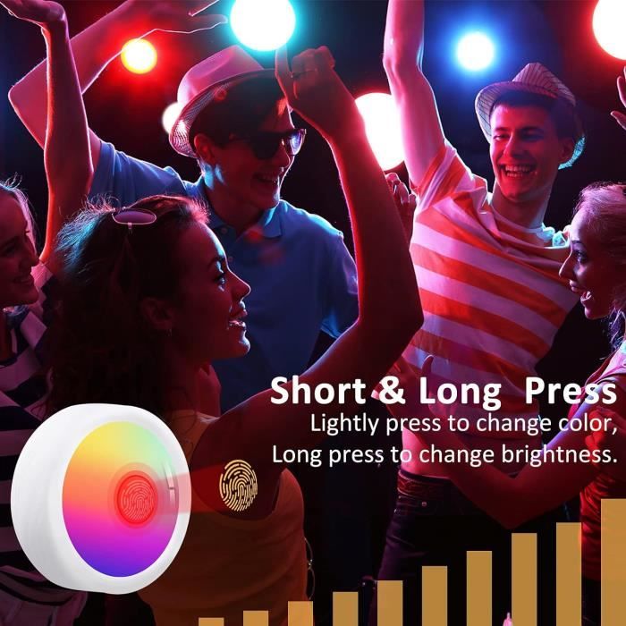 Spot Rgb Led A Pile Sans Fil Autocollant, 3 Pièces Dimmable Lampe ...