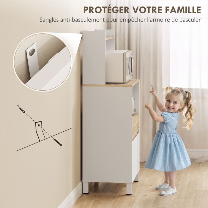 Meuble micro onde, buffet cuisine avec placard tiroir étagère supérieur ...