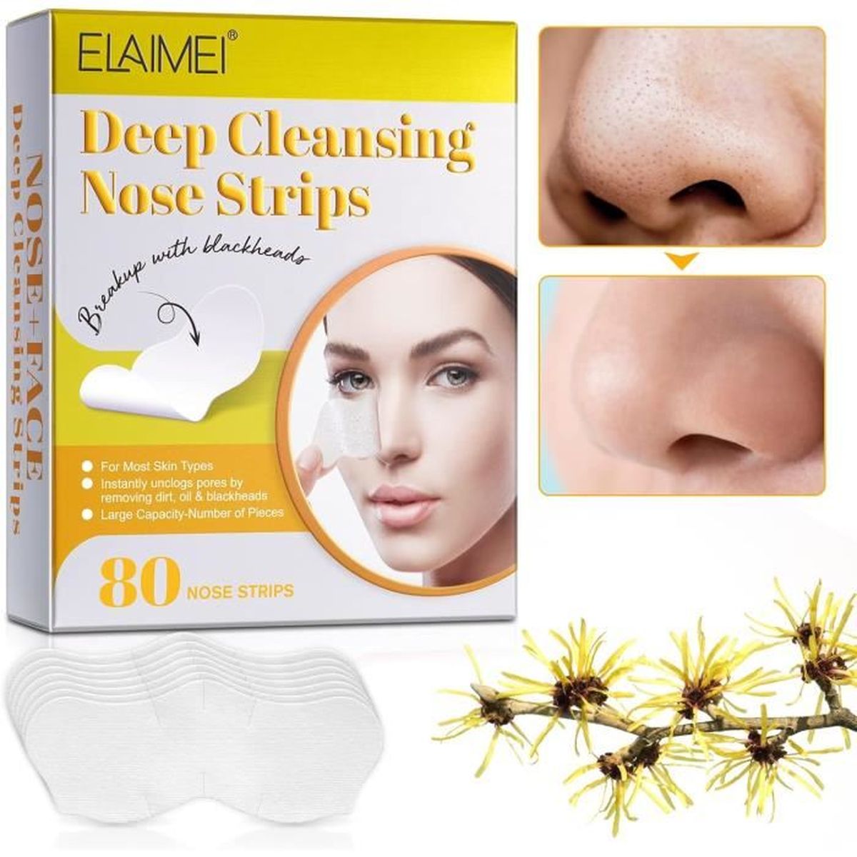 Lot De 80 Bandes Pour Enlever Les Points Noirs,Patchs Anti Points Noirs ...