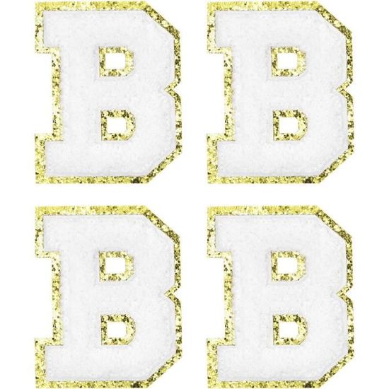 4Pcs Écusson Lettre Patch Thermocollant Repasser Blanc Alphabet B 3.1In ...