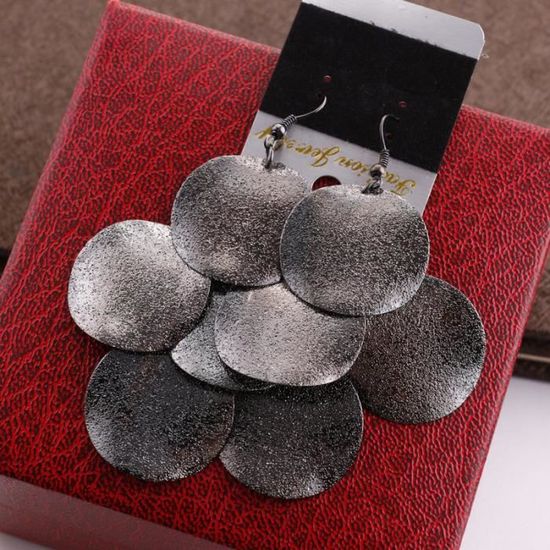 Boucles'oreilles rondes et plates pour femmes, en alliage Simple, à la ...