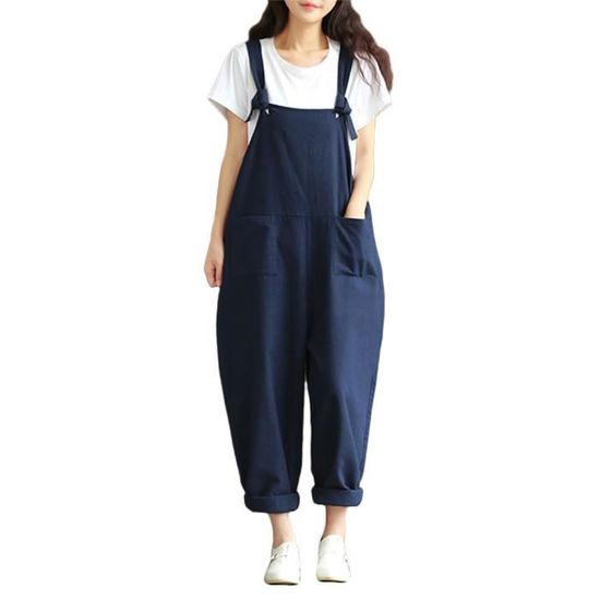 Minetom Salopettes Femme Sans Manches Overalls Grande Taille Jumpsuit ...