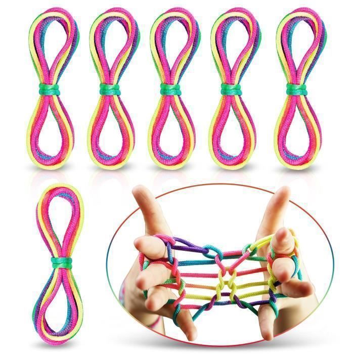 Neuf Jeu de Ficelle Doigts,6 Pièces Rainbow Rope, Cats Cradle Corde,Jeu ...