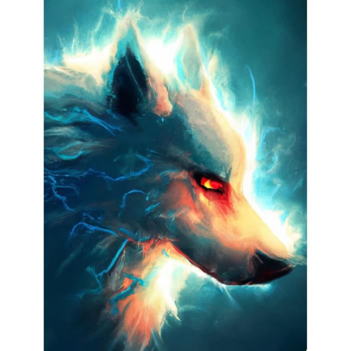 5D Diamond Painting Complet Loup Éclair, Broderie Peinture Diamant ...