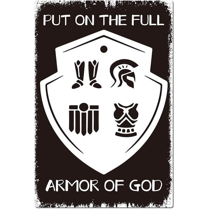 God Tin Signs Metal Put on The Full Armor of God Sign Vintage Shield ...