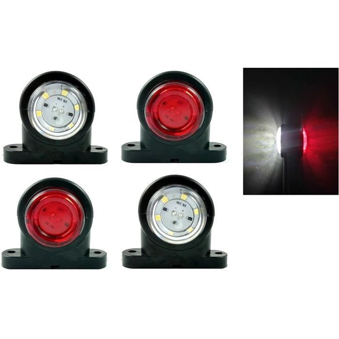 4 X Feux Gabarit Position Lateral Rouge Blanc 12v 24v Remolque Camion ...