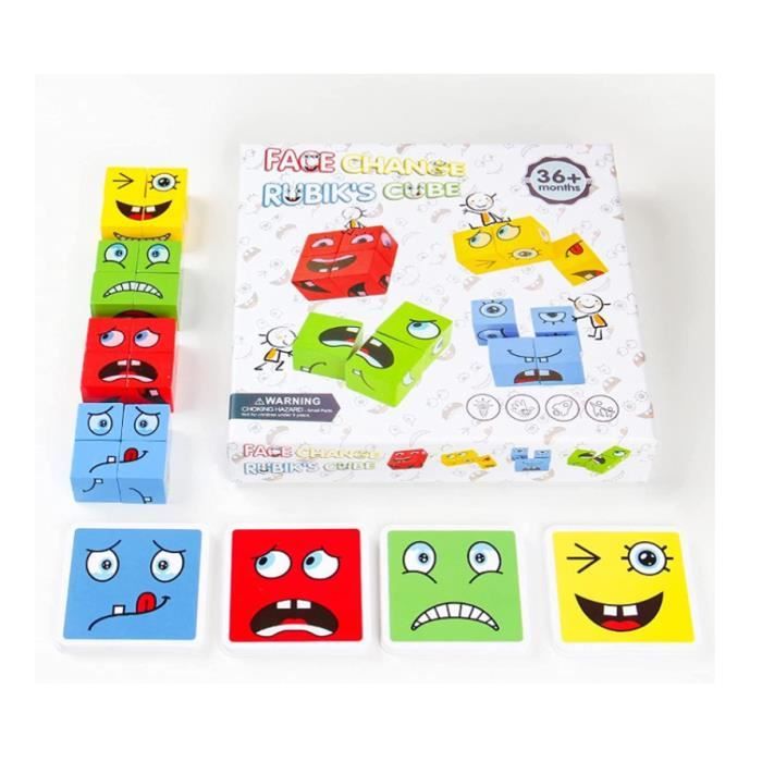 Face Change Cube Jeu Expressions en Bois Matching Block Puzzles Jeu ...