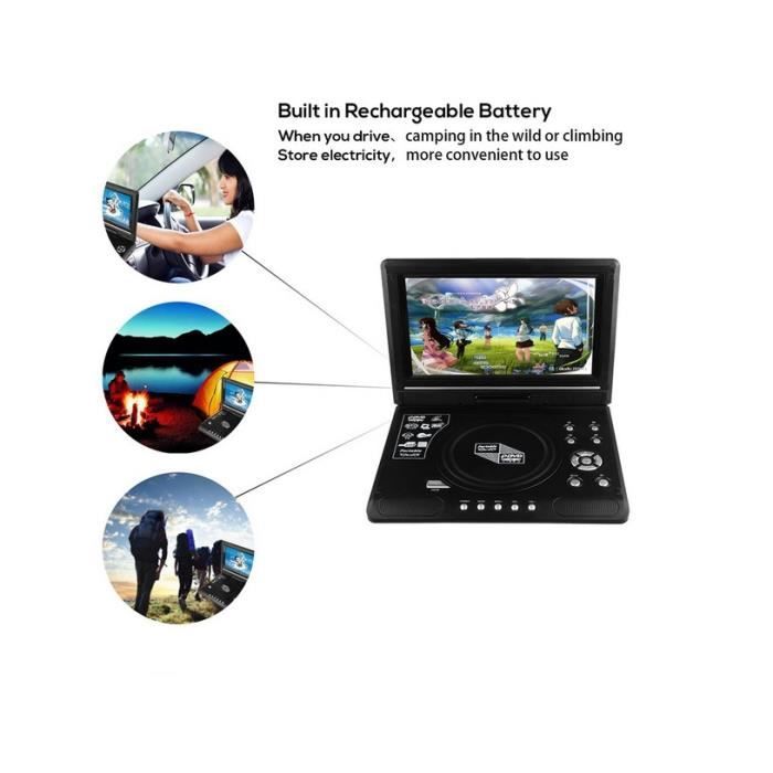 Lecteur DVD portable Rotatif 9 pouces Portable LCD grand écran DVD ...