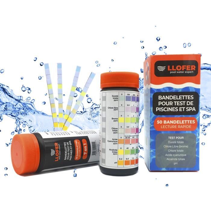Total Test 7 en 1 piscine: dureté, chlore libre, alcalinité, chlore ...