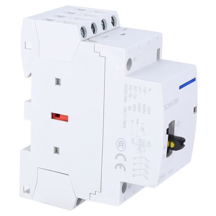 Cikonielf Contacteur AC Rail Din BCH8-25M 230V 4P 25A Contacteur modulaire AC domestique avec ...