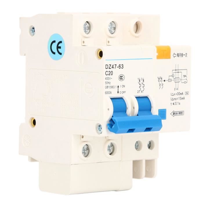 Disjoncteur miniature - CIKONIELF - DZ47-63 C20 - Ignifuge - 6000A - Installation sur rail DIN ...