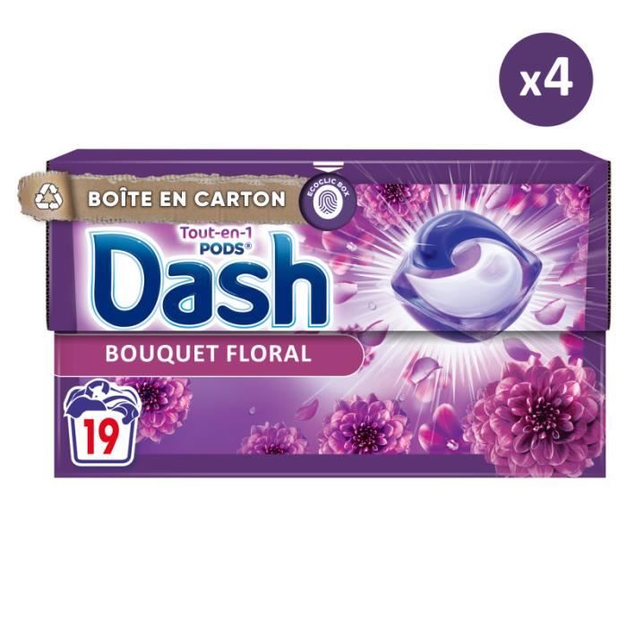 4x19 Pods Tout-en-1 Bouquet Floral, Lessive en Capsules Dash ...