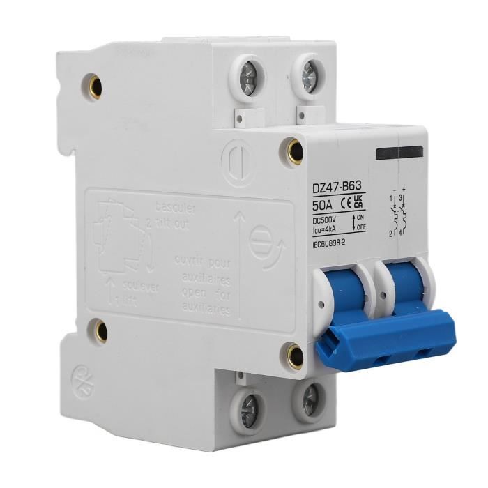 GOTOTOP Disjoncteur CC DC 500V 2P Mini Disjoncteur Montage sur Rail DIN Disjoncteur Basse ...
