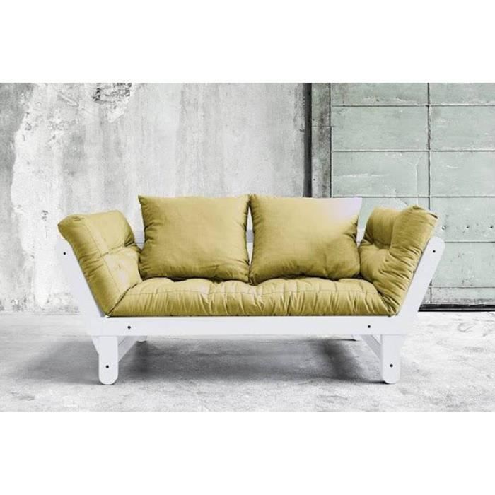 Banquette méridienne blanche convertible futon avocat BEAT couchage 75 ...