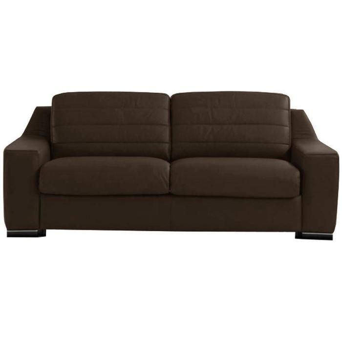Canapé convertible 3 places ouverture EXPRESS GIULIA cuir éco marron ...