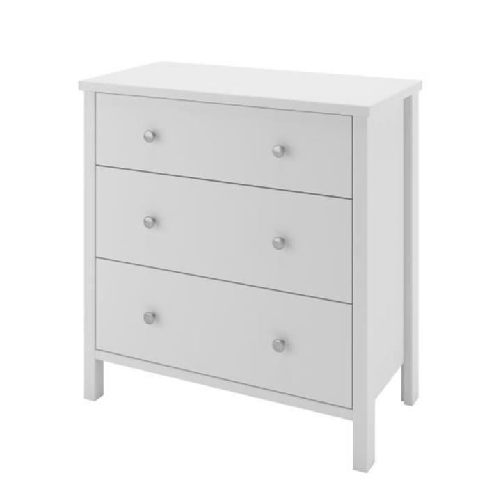 Commode en MDF coloris blanc - 84 x 80 x 41 cm - Cdiscount Maison