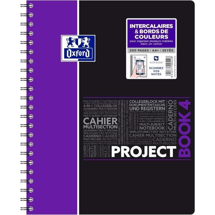 Projectbook Cahier À Spirales Format A4+ 200 Pages Grands Carreaux Seyès Couverture Polypro ...