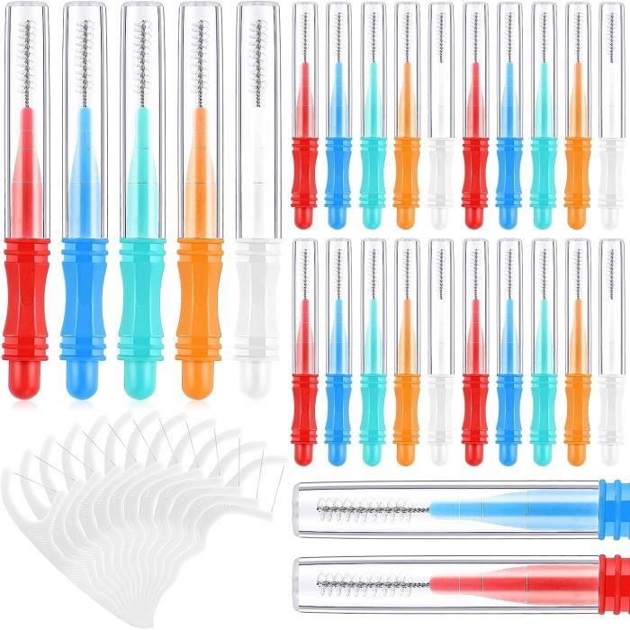 20 Brossettes Interdentaire + 20 Fil Dentaire, 0,7 mm Diamètre ...