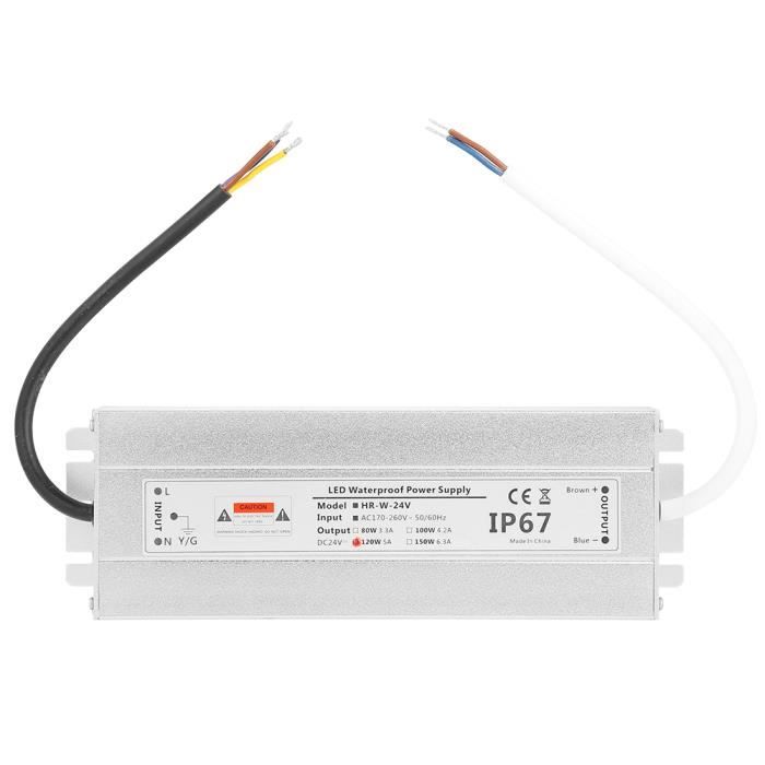 Alimentation LED - YOSOO - HRW-24V120W - 24V - 120W - IP67 étanche 5A ...