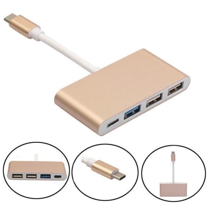 ADAPTATEUR Type-C to Type-C and 3 USB Ports HUB Adapter For New Macbook ...