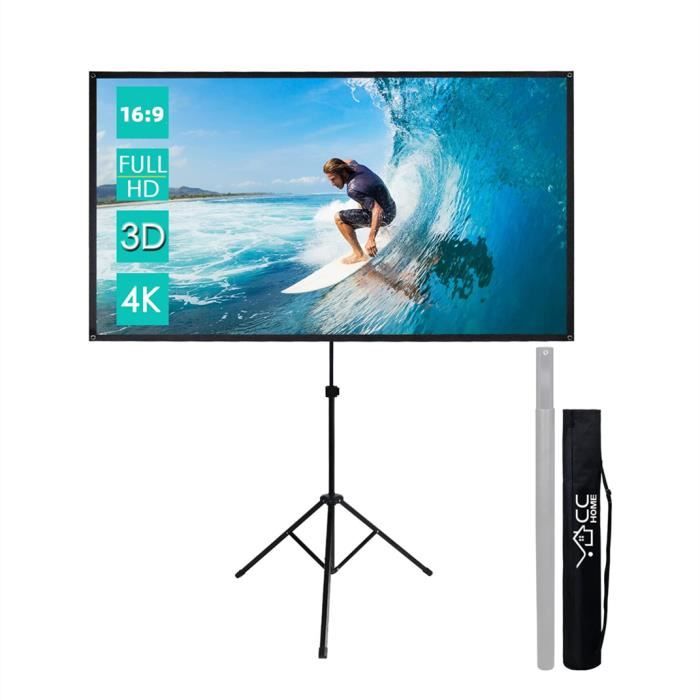 Écran de projection - ZGEER - 4K HD - Portable avec trépied - Tissu 3 ...