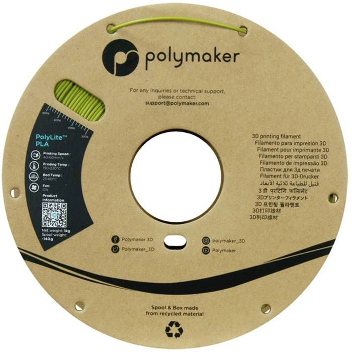 Polymaker PA02058 Polymaker PolyLite PLA Filament Olive Green 1.75 mm / 1kg Filament PLA ...