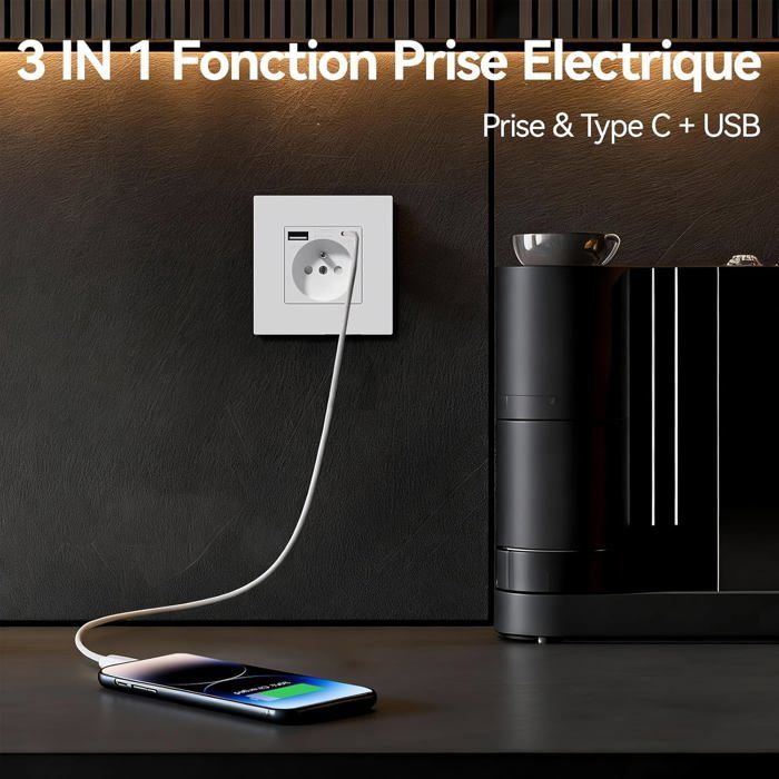 Prise Electrique Avec Usb Et Type C, Prise Murale Avec Panneau En ...