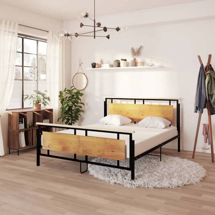 VENTE-FLASH Cadre de lit CHAMBRE - sans matelas - métal 160x200 cm ...
