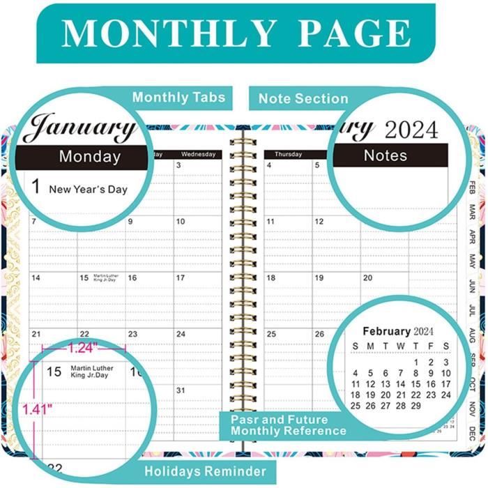 Calendrier Mensuel 2024 - Calendrier Mensuel 2024 - Agenda Mensuel Pour ...