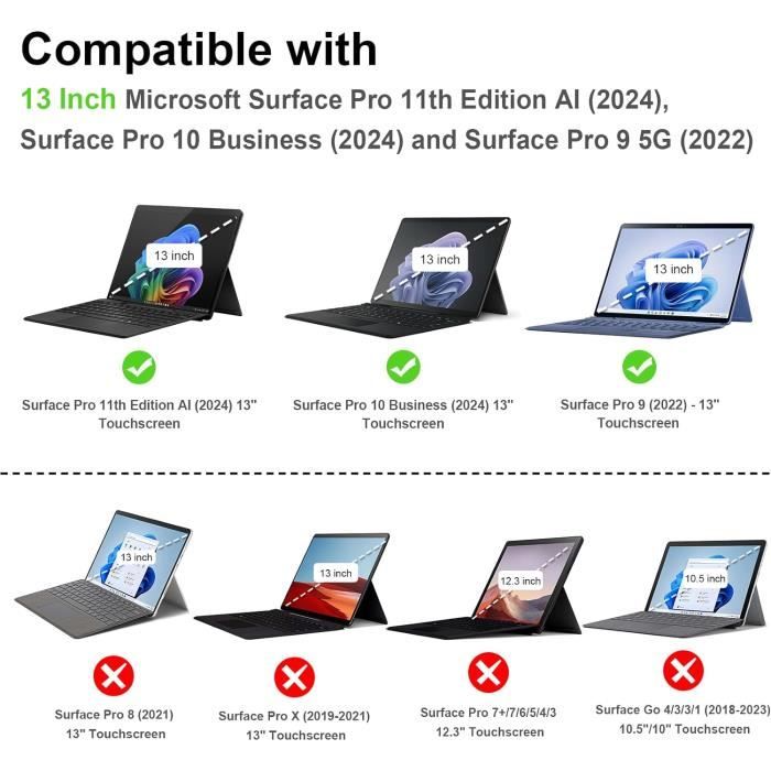 Coque Pour Microsoft Surface Pro 11 -Pro 10 -Pro 9 13 Pouces (2024-2022 ...