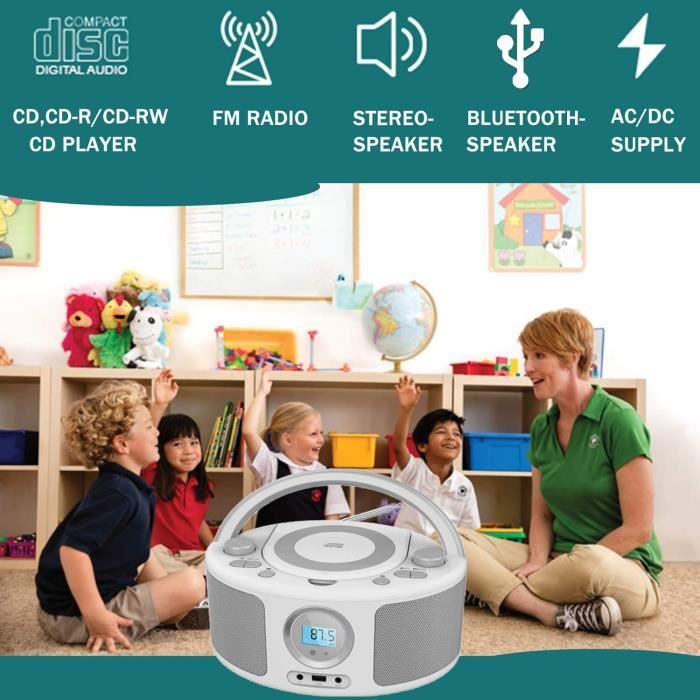 Poste CD Enfant,Radio FM Lecteur CD Portable Boombox,Lecteur Radio CD ...