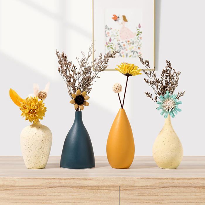 Mini Vase en Céramique Coloré Lot De 4 Petit Vase de Table Decoratif ...