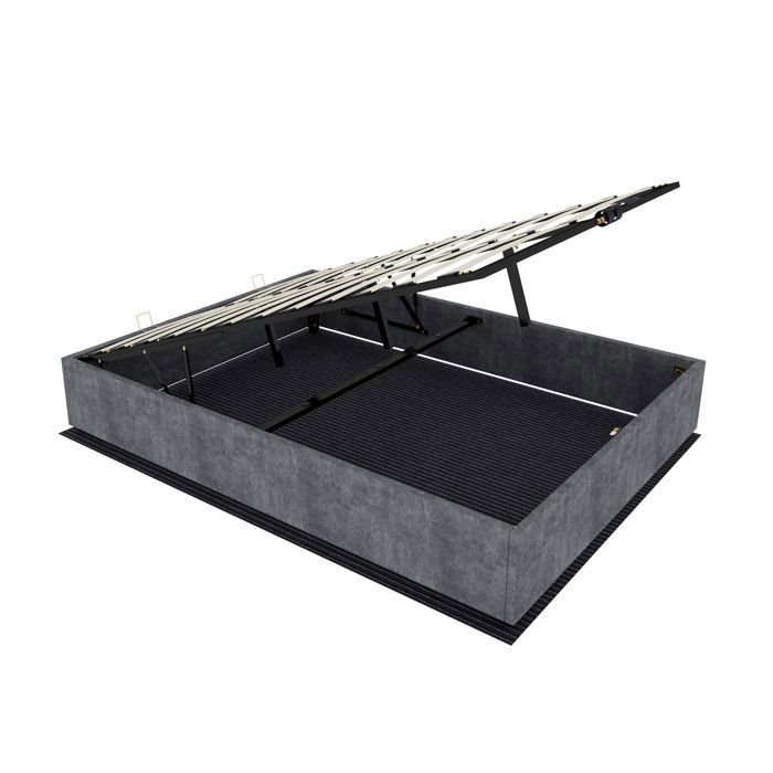 Lit coffre 140 x 200 cm SENVIRO en tissu gris design géométrique ...