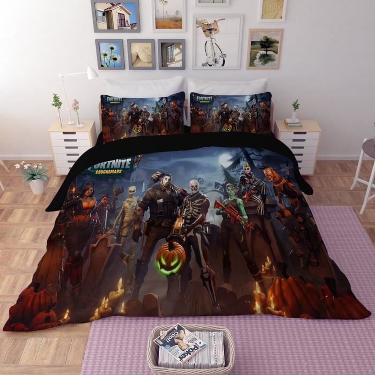 Parure de lit Fortnite 3D effet 150*200cm 3 pieces fermeture éclair 1 ...