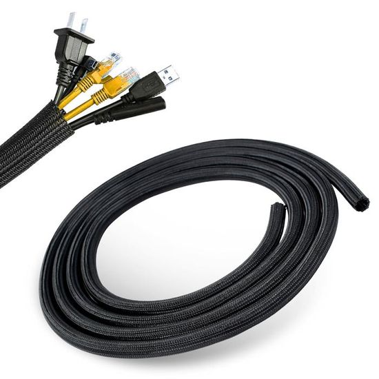 3m Manchon de Cache Câble Noir, 13-20mm Extensible Gaine Cable ...