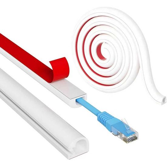 4M Goulotte Passe Cable, Auto-adhésif Demi-Rond Cache-Câble, Mini ...