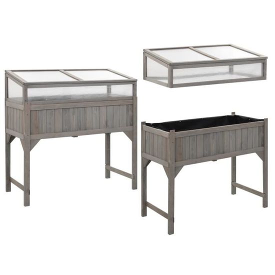 Lit surélevé de jardin/cache-pots - avec serre - 120 x 54 x 120 cm ...