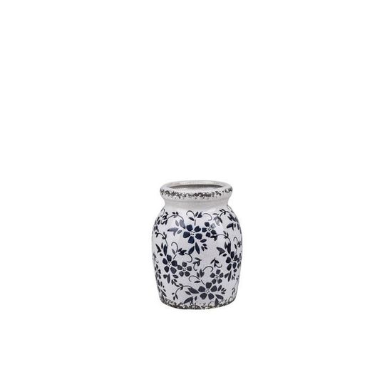 Vase à fleurs blanc / bleu 18 cm AMIDA - Cdiscount Maison