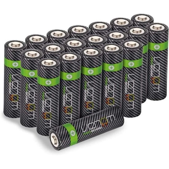Power Recharge Lot De 20 Piles Aa Rechargeables Haute Capacité 2100 Mah ...