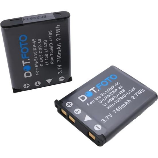 2 X Np-45, Np-45A, Np-45S Premium 3.7V - 740Mah Batterie Rechargeable ...