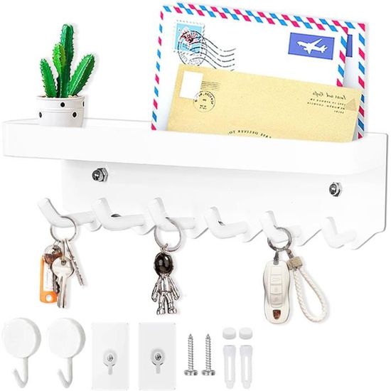 À 6 Crochets Porte Clé Mural, Multifonctionnel Auto-Adhésif ou Perçage ...