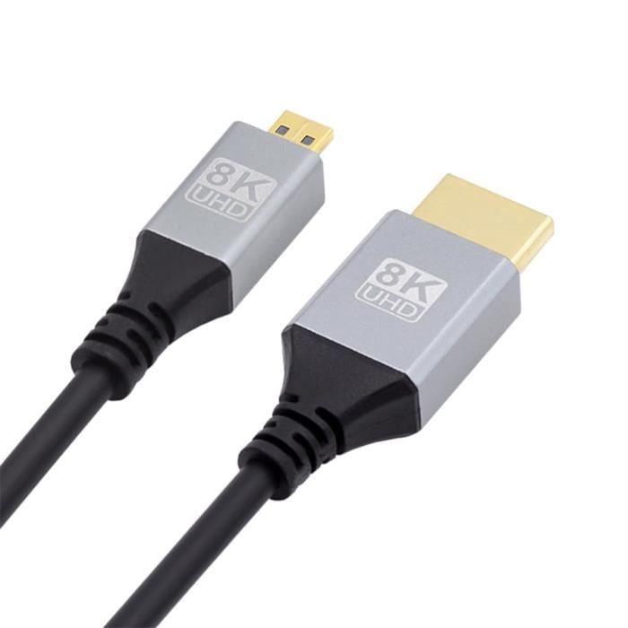 Micro HDMI 2.1 Ultra Mince HDTV Câble 8K 4K Hyper Super Flexible Slim ...