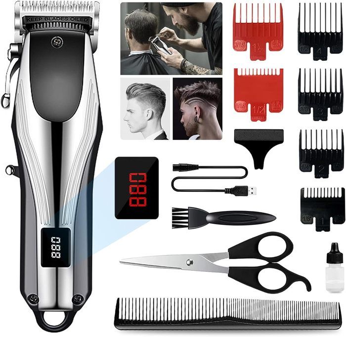 Tondeuse Cheveux Hommes, Kit Tondeuse Barbe electriques Professionnelle, Sans Fil Tondeuse à ...
