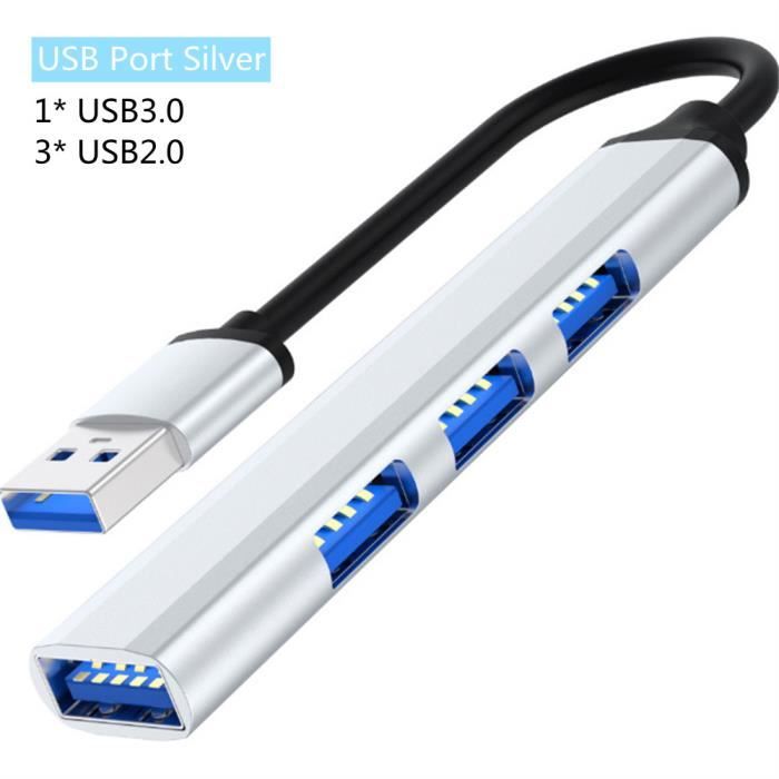 HUB USB 3.0 Argent - Répétiteur USB, HUB 3.0 type C 3.1, multiprise USB ...