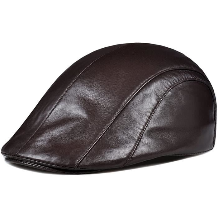 Casquette Gavroche en Cuir Vintage Classique Chapeau Béret Casquette ...