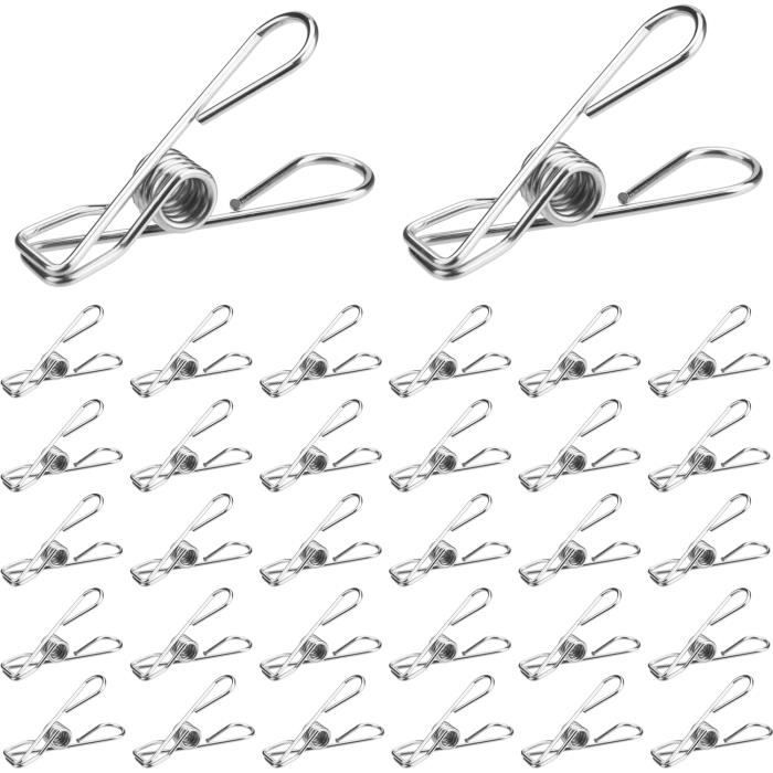 60 Pièces Pince a Linge Acier INOX, Pinces à Linge en Acier Inoxydable ...