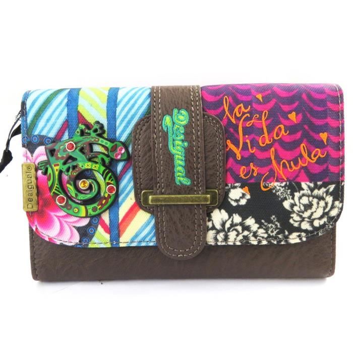 Desigual [M3791] - Compagnon créateur "Desigual" marron multicolore ...