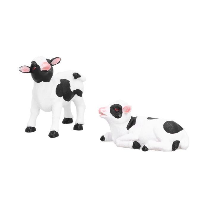 ESTINK 2pcs Figurine Vache Resine Animaux Statuette Jardin Miniature Decoration Bonsai ...