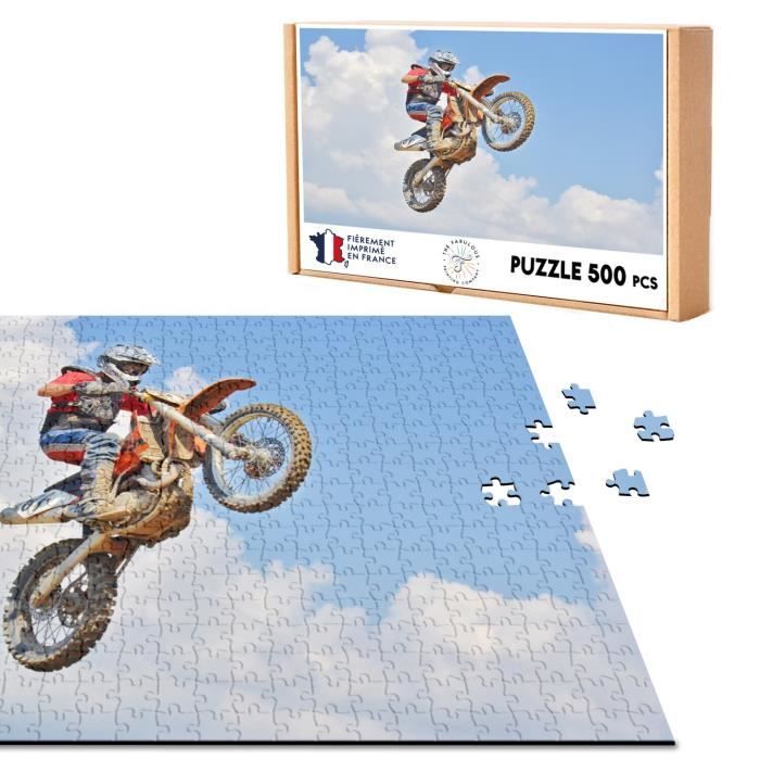 Puzzle Classique 500 pièces Saut en Motocross Motard Photo Contre ...
